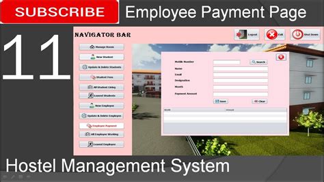 11 hostel management system in java employee payment page jframe