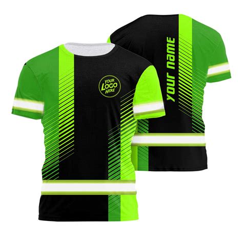 Hi Vis Shirt Uniform Company Reflective Stripes Green Neon Custom Name