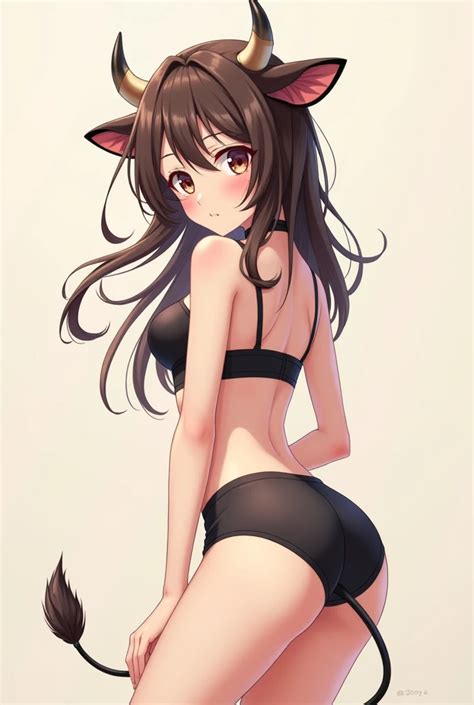 Foto Anime Style Girl Cow With Cow Ears And Tail With Mammals Eighteen