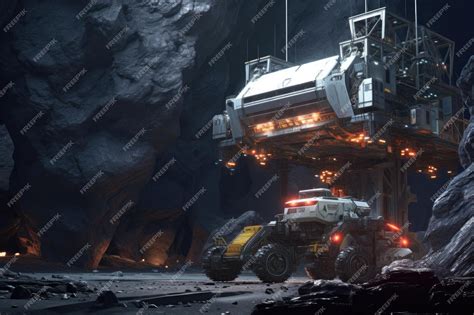 Futuristic Mining Equipment On Asteroid Surface Premium Ai Generated Image