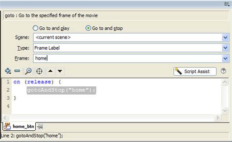 Add A Script To A Button By Using Script Assist Mode Adobe Flash