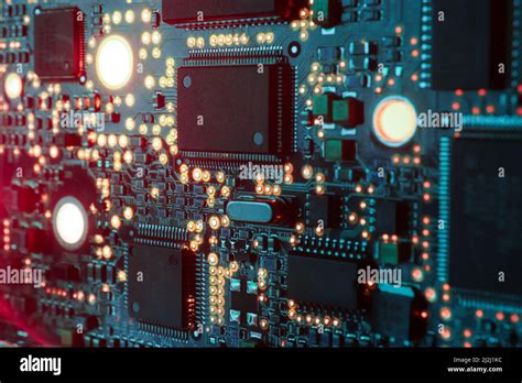 Computer Microchips And Processors On Electronic Circuit Board