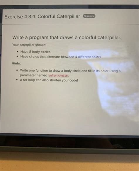 Codehs Colorful Caterpillarwrite A Program That