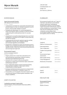 Environmental Scientist Resume Example