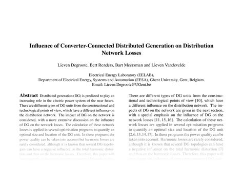 Influence Of Converter Connected Distributed Generation On Distribution Network Losses