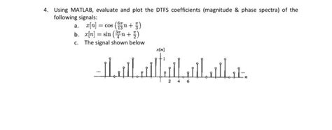 solved 4 using matlab evaluate and plot the dtfs
