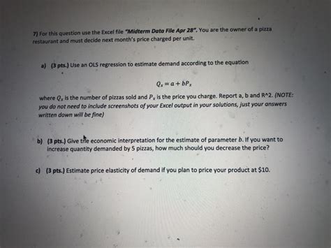 solved 7 for this question use the excel file midterm data
