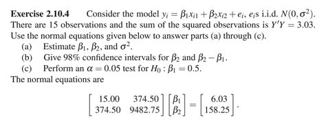 Solved Exercise 2104 Consider The Model Yi B1xi1
