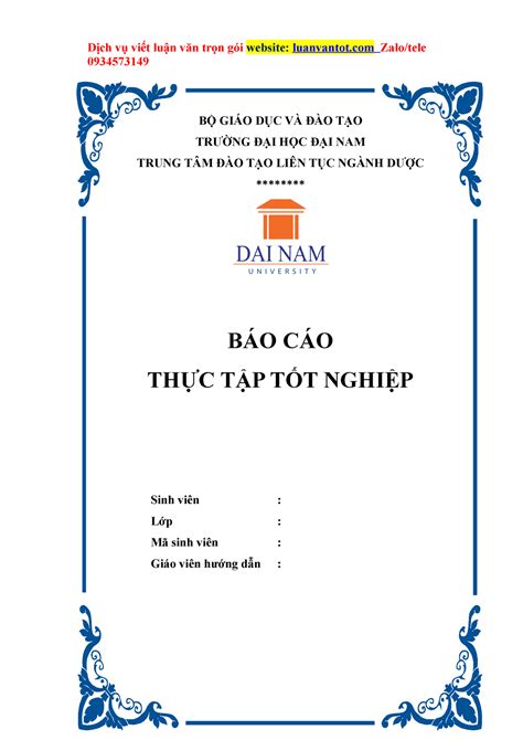 Báo Cáo Thực Tập Tốt Nghiệp Tại Công Ty Dược Phẩm BỘ GIÁO DỤC VÀ ĐÀO TẠO TRƯỜNG ĐẠI