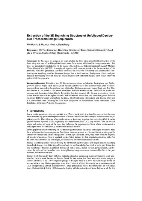 Pdf Extraction Of The 3d Branching Structure Of Unfoliaged Deciduous Trees From Image Sequences