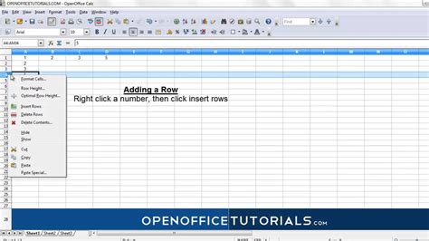 Openoffice Tutorial How To Add Rows And Columns Youtube