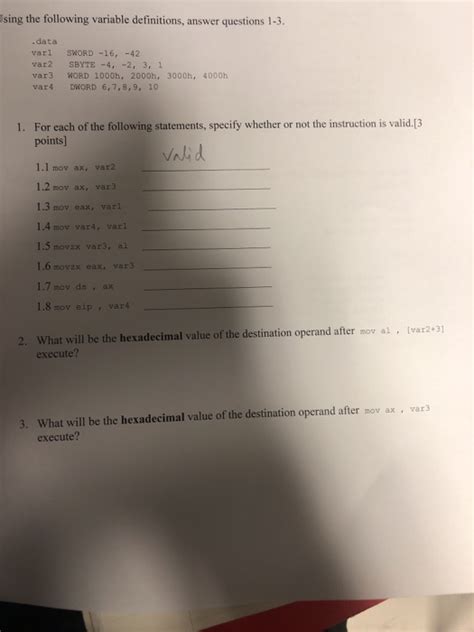 Solved 4 What Will Be The Value In Eax After Each Of The