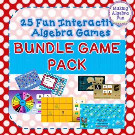 25 Interactive Algebra Games Bundle Pack Variety Of Topics Tpt
