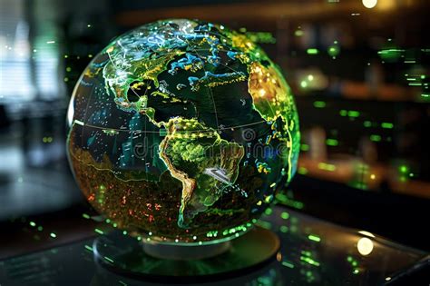 Global Network Illuminated Earth Digital Connections Data Flow Stock Illustration