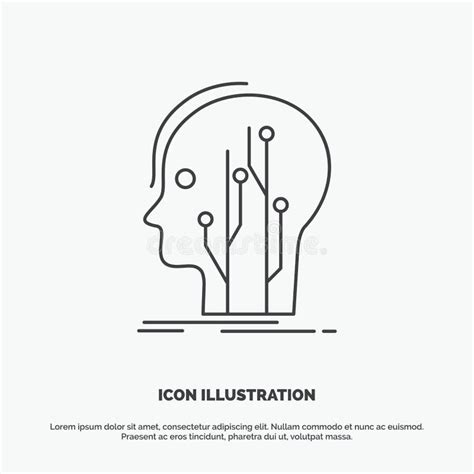 Data Head Human Knowledge Network Icon Line Vector Gray Symbol For Ui And Ux Website Or