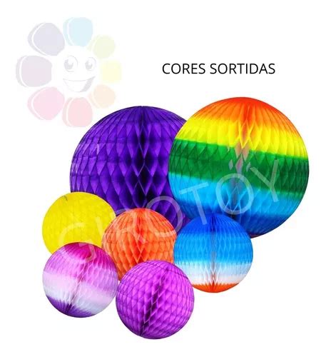 20 Balão Pompom Colmeia Bola De Papel Seda Festa Decora 20cm