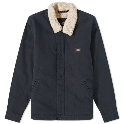 Dickies Mens Sherpa Lined Deck Jacket In Stonewashed Black Dickies