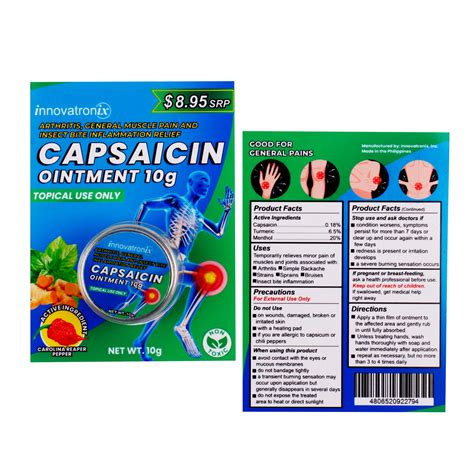 Capsaicin Ointment 10g Sampler Pack 5 Pieces Anti Arthritis Joint Wr
