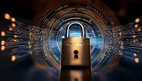 Digital Lock Icon Within A Futuristic Circle Interface Represents Data