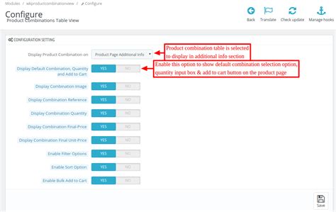 Prestashop Product Combinations Table View Tabular Combination Chart