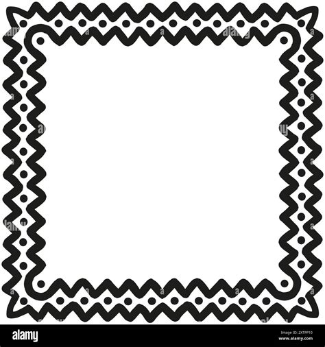 Decorative Zigzag Frame Vector Border Design Black And White Abstract Pattern Stock Vector