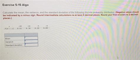 solved exercise 5 15 algo calculate the mean the variance