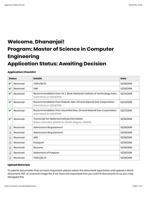 Applicant Status Portal Njit Pdf Computing And Information Technology
