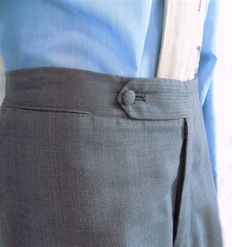 1947 60s Custom Tailored Wool Suit Grey With Blue Vertical Threads