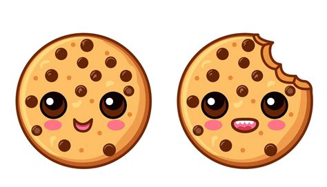 Cute Cartoon Chocolate Cookie Character With A Funny Face Kawaii