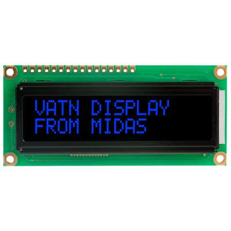 Midas Displays Mc21605g12w Vnmlb 16x2 Vatn Lcd Display Negative Mode