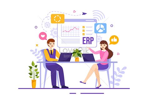 Erp 전사적 자원 관리 시스템 일러스트레이션 일러스트 무료 다운로드 Lovepik