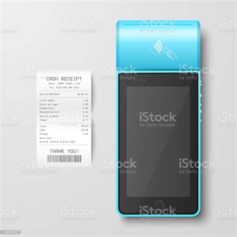 벡터 3d Nfc 지불 기계 승인 상태 종이 수표 영수증 격리 와이파이 무선 결제 Pos 단말기 은행 결제 비접촉식 단말기의