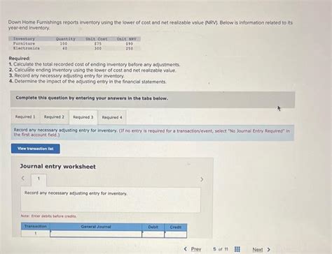 Solved Record Any Necessary Adjusting Entry For Inventory