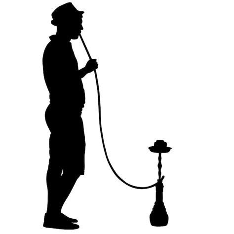 Silhueta De Um Homem Fumando Um Cachimbo De água Ao Lado Dele Vetor