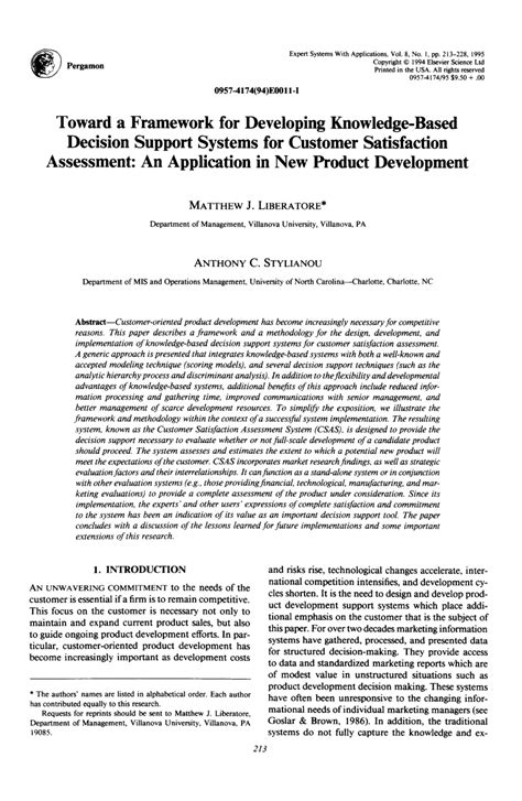 Pdf Toward A Framework For Developing Knowledge Based Decision Support Systems For Customer