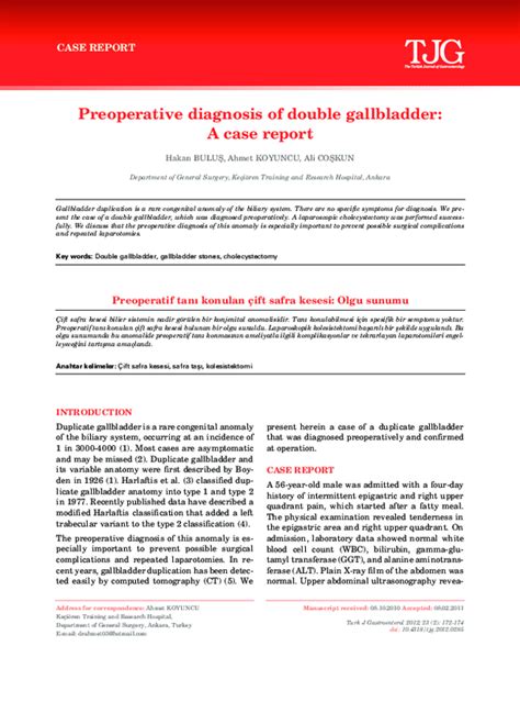 Pdf Preoperative Diagnosis Of Double Gallbladder A Case Report