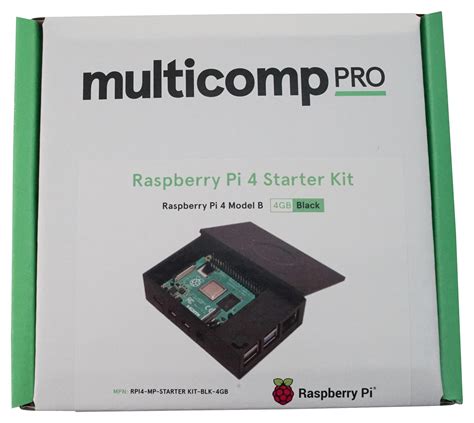 RPI4 STARTER KIT BLACK Multicomp Pro Starter Kit Raspberry Pi 4GB Model B Black Case