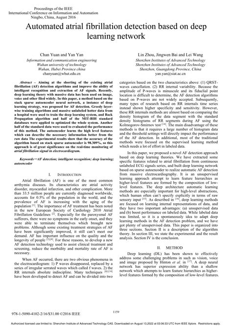 pdf automated atrial fibrillation detection based on deep learning
