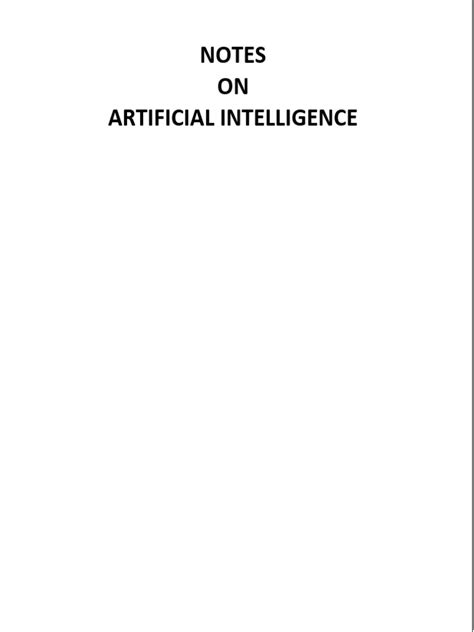 Artificial Intelligence Notes Pdf Art Computers