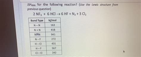 Solved Ahrxn For The Following Reaction Use The Lewis