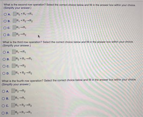 solved for the given sequence of augmented matrices