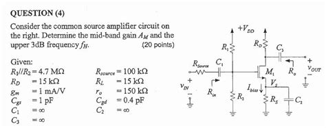 Solved Question 4 Consider The Common Source Amplifier