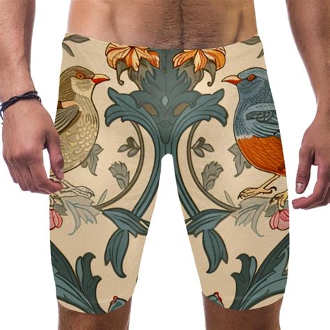 Swim Jammers For Men Mens Bikini Swimwear Flower And Bird Vintage Art