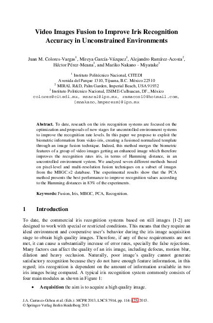 Pdf Video Images Fusion To Improve Iris Recognition Accuracy In Unconstrained Environments