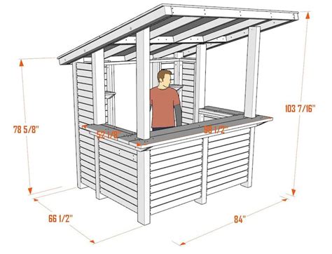Diy Outdoor Bar Plans Featuring Wall Roof And Storage Shelves Seats