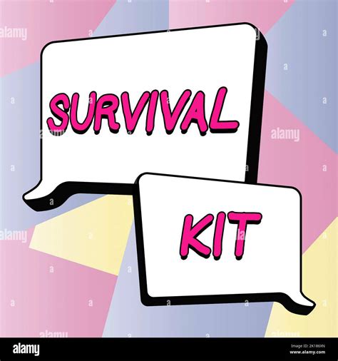 Sign Displaying Survival Kit Concept Meaning Emergency Equipment Collection Of Items To Help