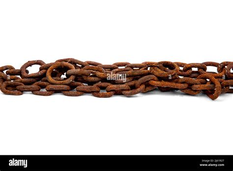 Rusty Chain Isolated On White Background Stock Photo Alamy