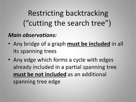 Ppt Backtrack Algorithm For Listing Spanning Trees R C Read And R