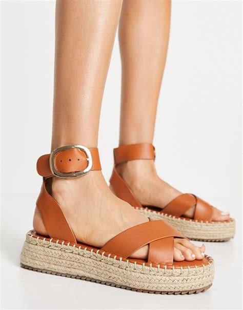 Asos Justice Flatform Espadrille Sandals In Brown Lyst