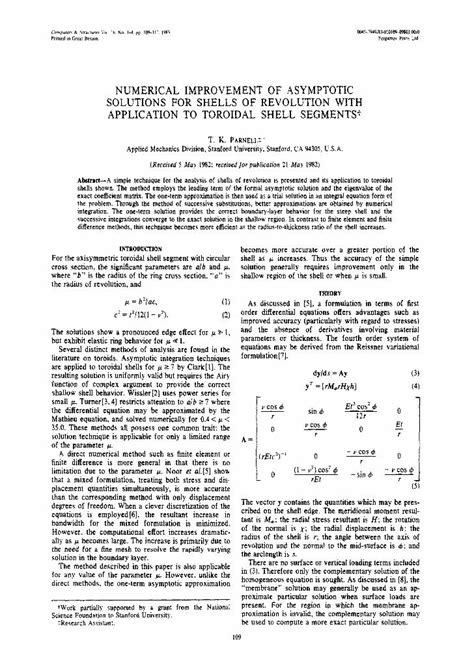 pdf numerical improvement of asymptotic solutions for shells of